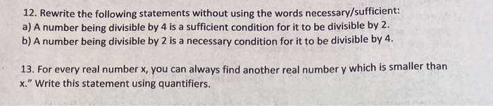 Solved 12. Rewrite the following statements without using | Chegg.com