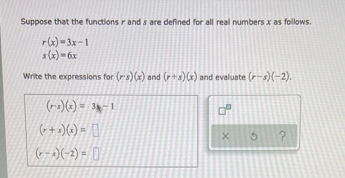 Solved Suppose that the functions r and s are defined for | Chegg.com