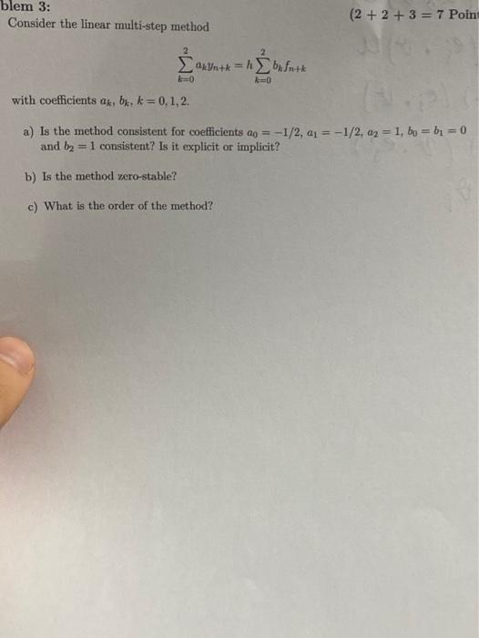 Solved blem 3: Consider the linear multi-step method (2 + 2 | Chegg.com