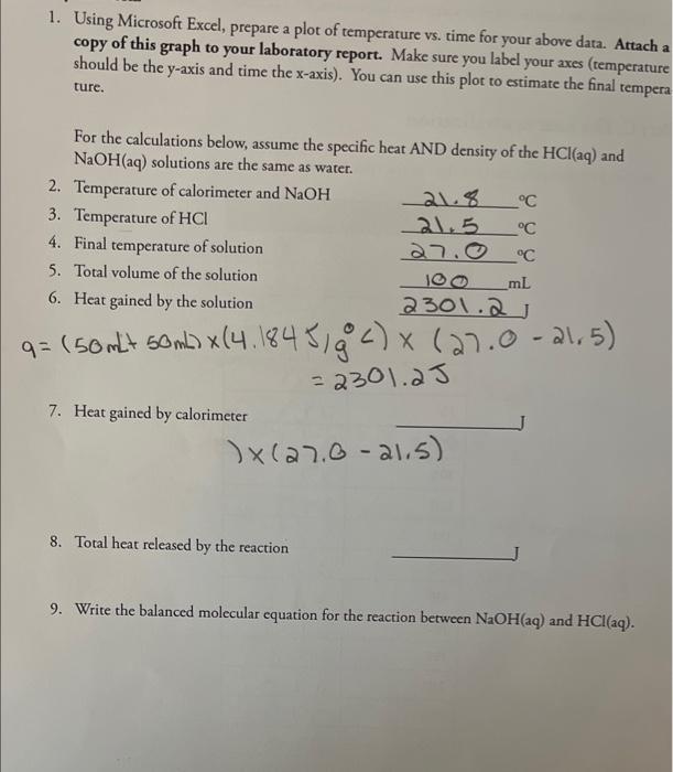 1. Using Microsoft Excel, prepare a plot of | Chegg.com