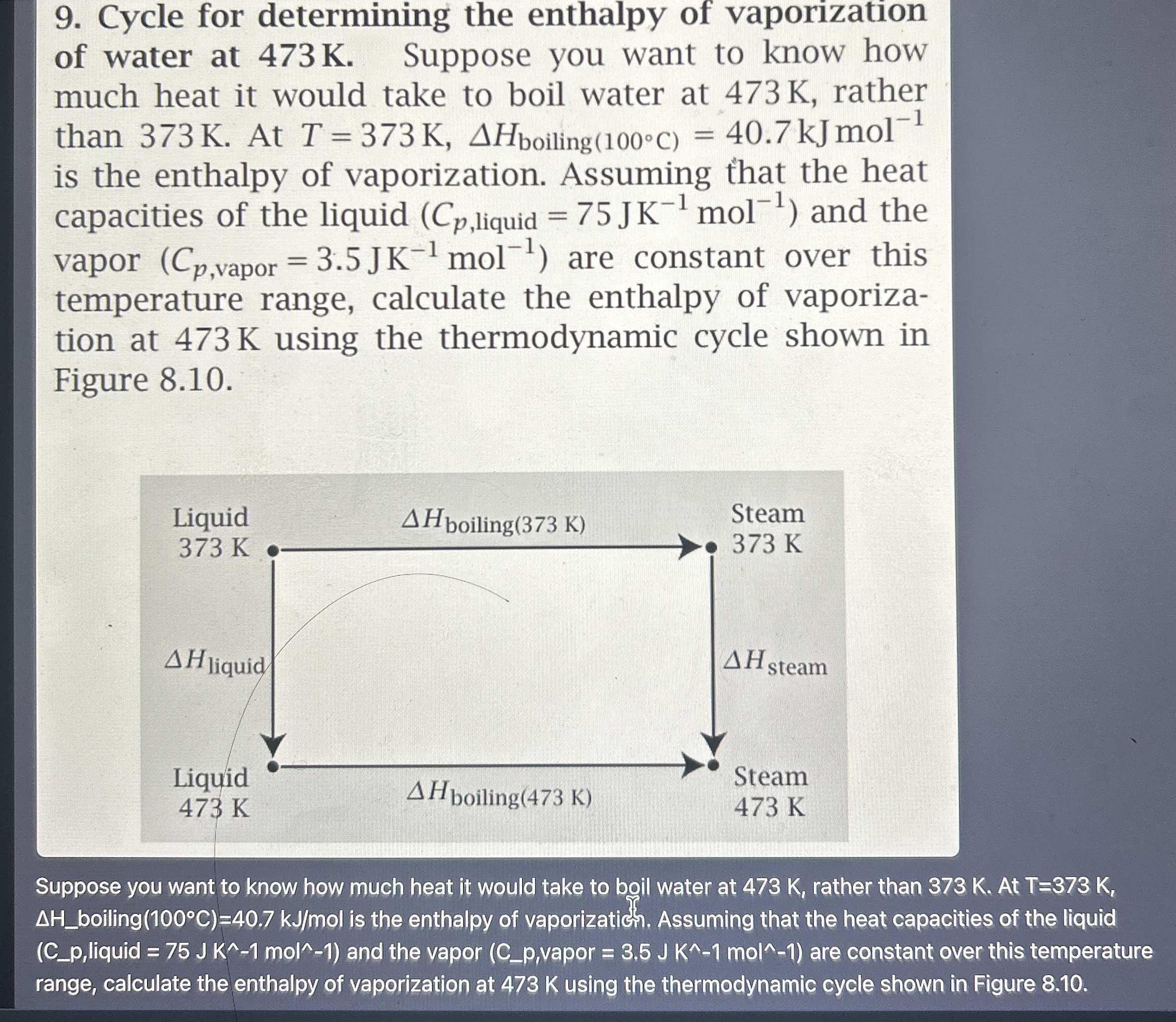 Solved Cycle for determining the enthalpy of vaporization of | Chegg.com