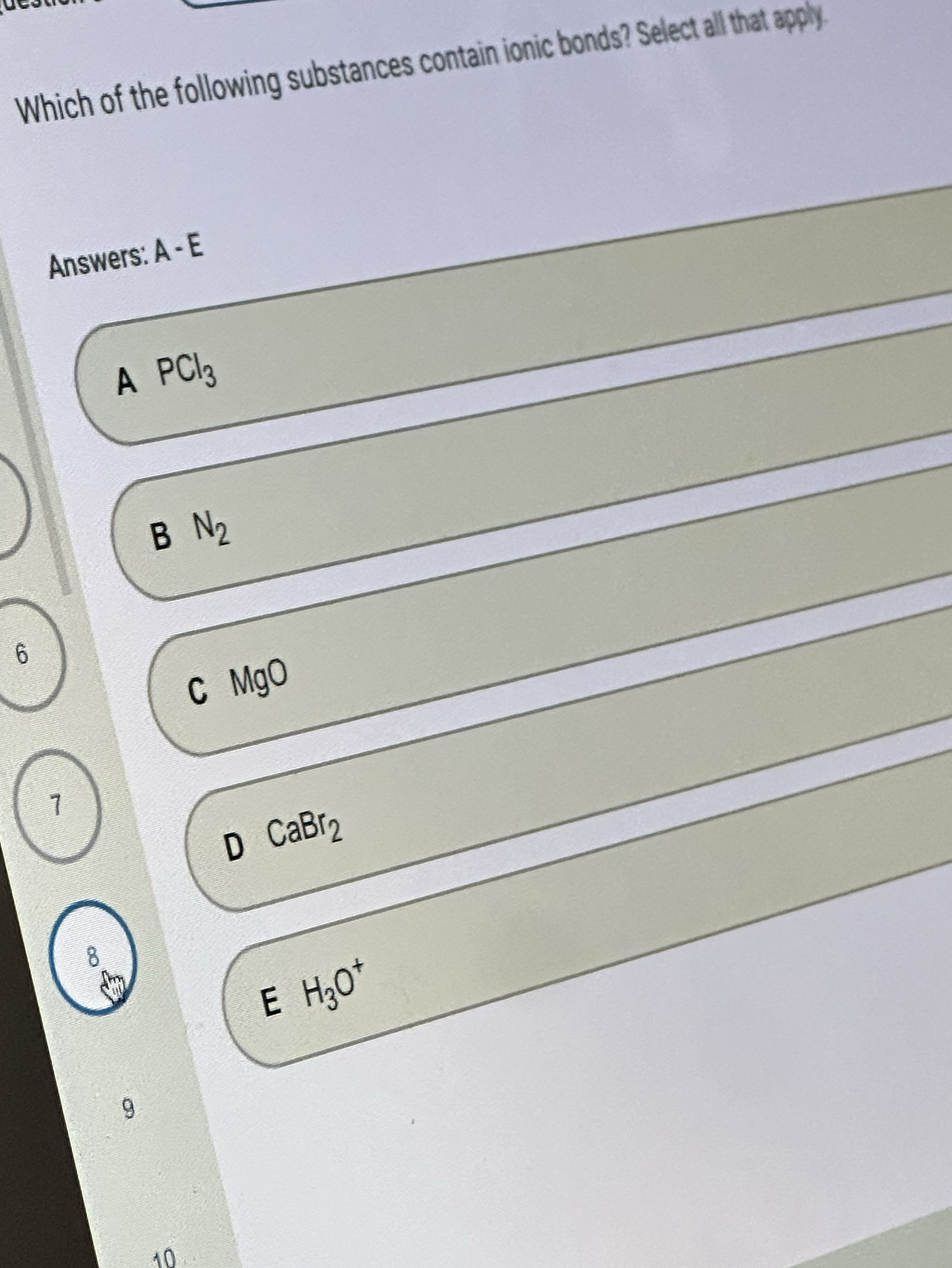 Solved Which of the following substances contain ionic | Chegg.com