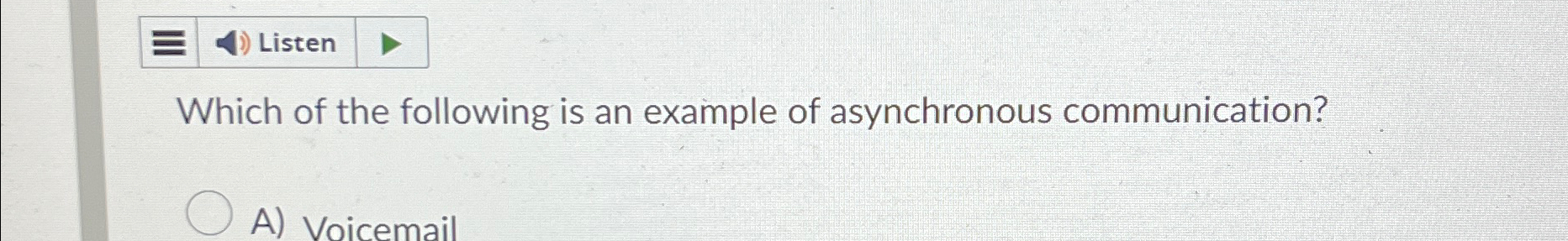 Solved Which of the following is an example of asynchronous | Chegg.com