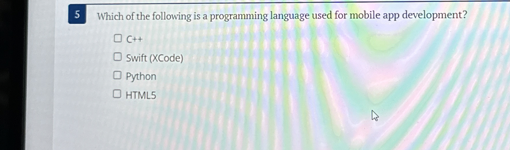 Solved 5 ﻿Which of the following is a programming language | Chegg.com