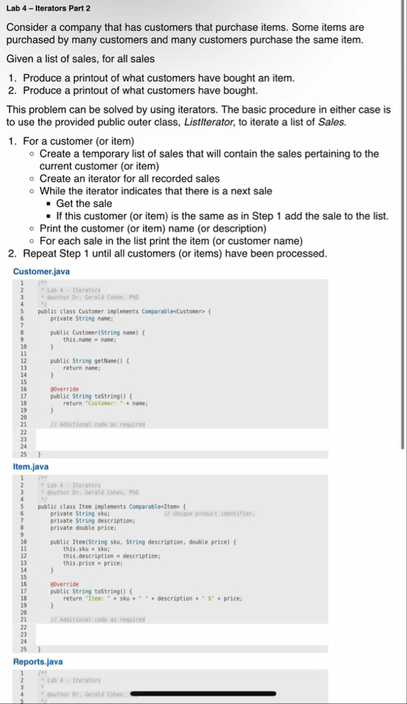 Solved Lab 4 - ﻿Iterators Part 2Consider a company that has | Chegg.com