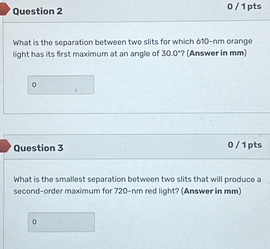 Solved Question 201 ﻿ptsWhat is the separation between two | Chegg.com