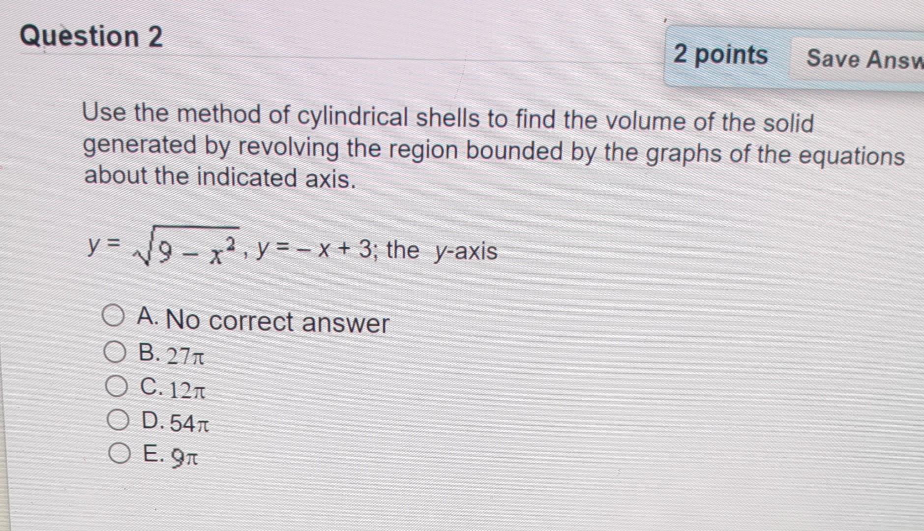 Solved Use the method of cylindrical shells to find the | Chegg.com