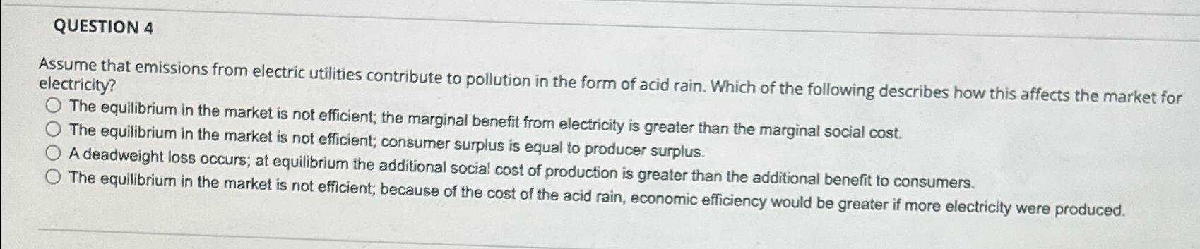 Solved QUESTION 4Assume that emissions from electric | Chegg.com Solved QUESTION 4Assume that emissions from electric | Chegg.com