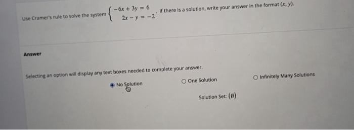 Solved Use Cramers rule to solve the system | Chegg.com