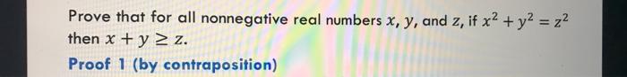Solved Prove that for all nonnegative real numbers x,y, and | Chegg.com