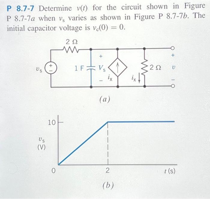 Solved P 8.7-7 Determine v(t) for the circuit shown in | Chegg.com