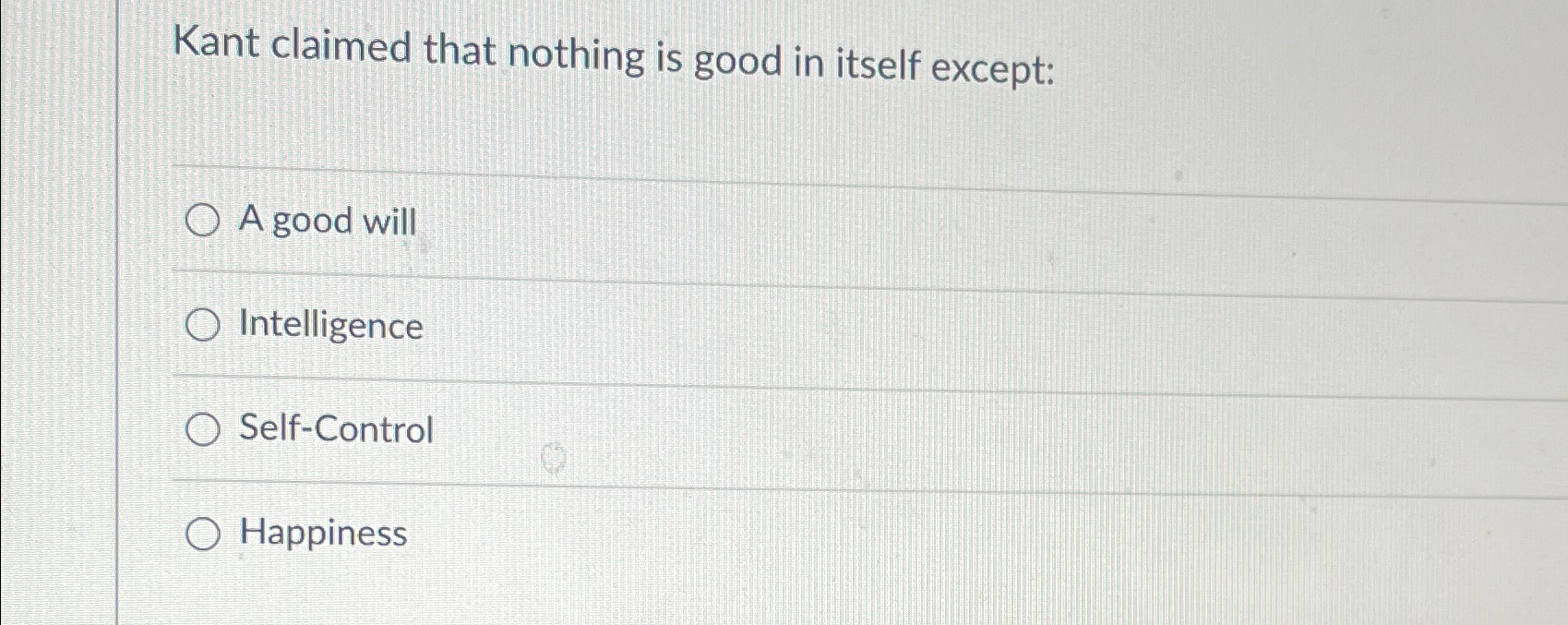Solved Kant claimed that nothing is good in itself except:A | Chegg.com