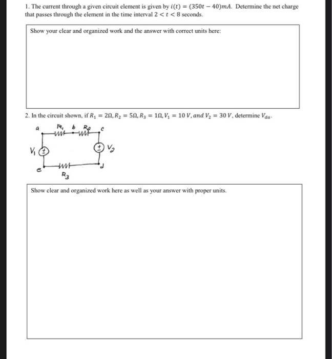 Solved 1. The current through a given circuit element is | Chegg.com