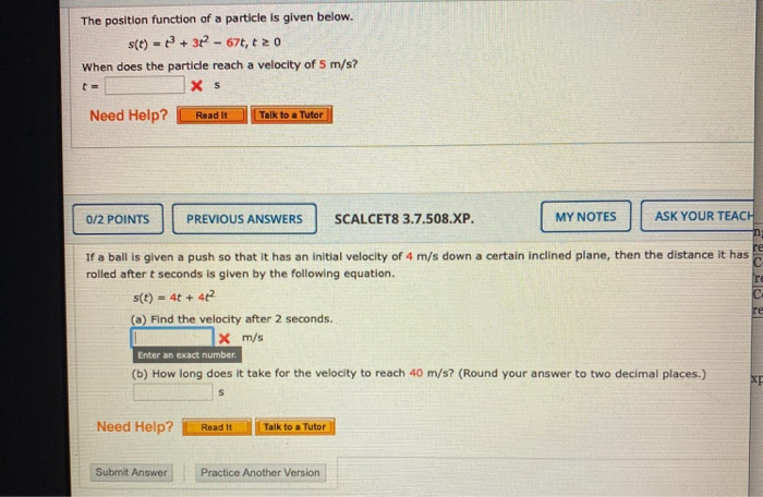 Solved The position function of a particle is given below. | Chegg.com