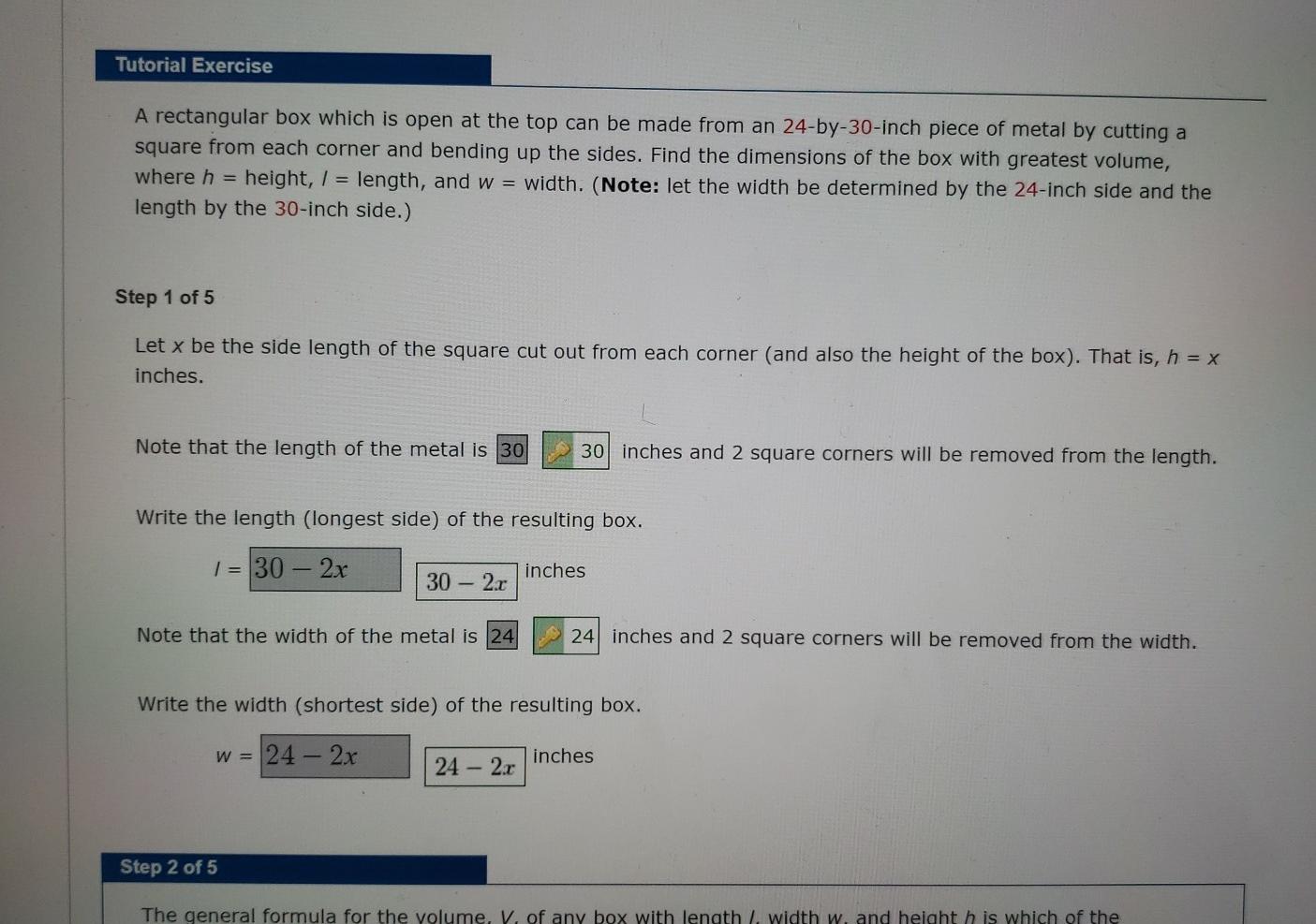 Solved Tutorial Exercise A rectangular box which is open at | Chegg.com