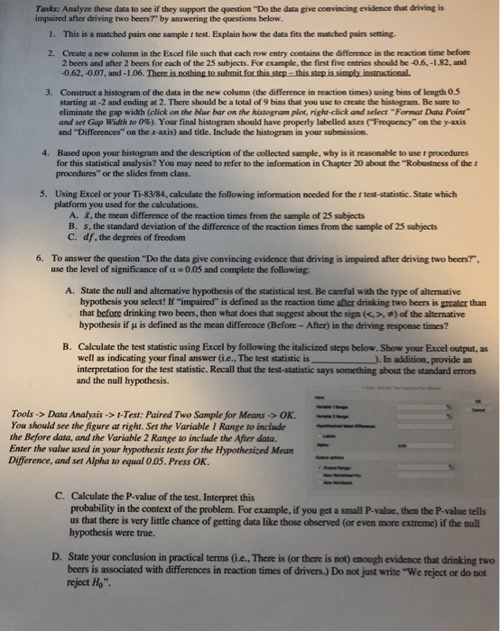 Solved Research question: Are drivers impaired after | Chegg.com
