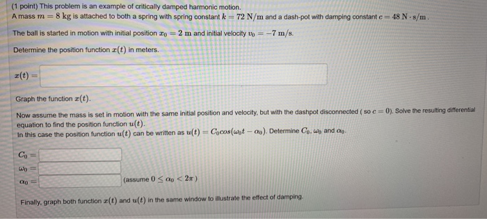 Solved (1 point) This problem is an example of critically | Chegg.com