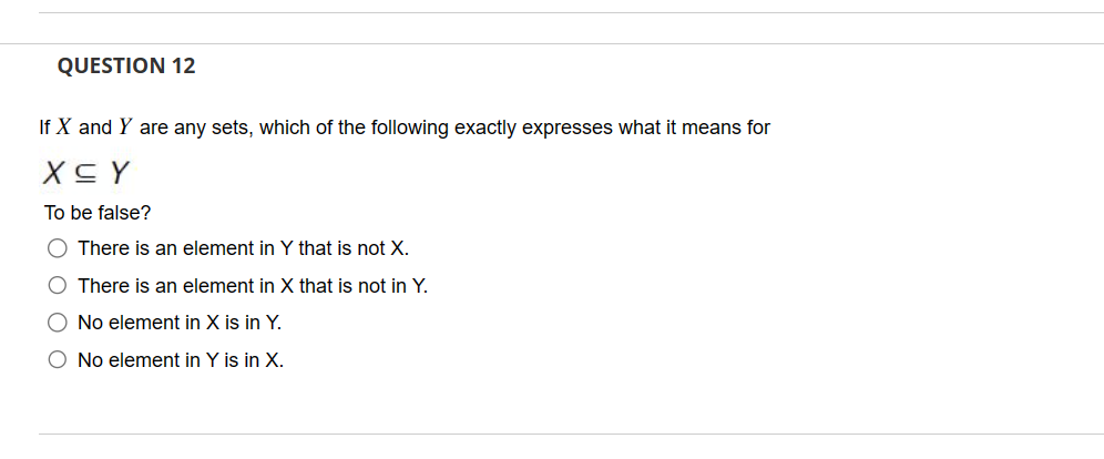 Solved QUESTION 11QUESTION 12If x ﻿and Y ﻿are any sets, | Chegg.com