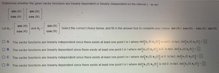 Solved Determine whether the given vector functions are | Chegg.com