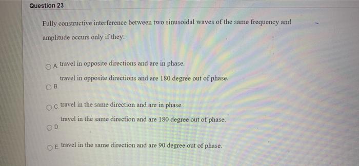 Solved Question 23 Fully constructive interference between | Chegg.com