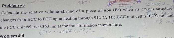 Solved Problem \#3 Calculate the relative volume change of a | Chegg.com