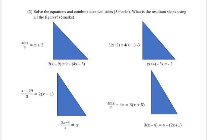 Solved (3) Solve the equations and combine identical sides | Chegg.com