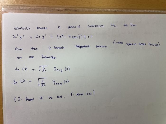 Solved Coordinates has spherical Helmholtz the fam equation | Chegg.com