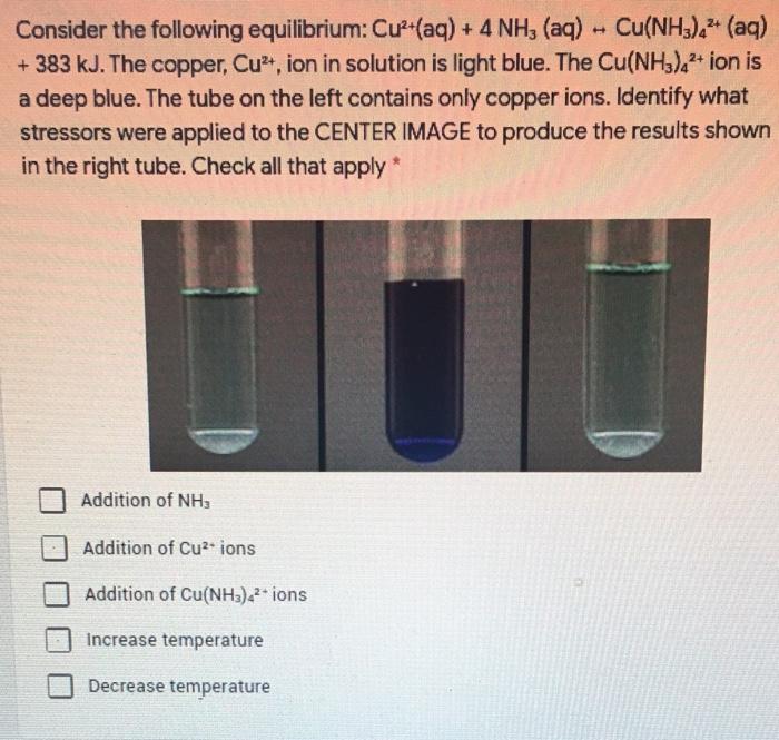 Solved For the following system: CoCl2-(aq) (blue) + 6 | Chegg.com