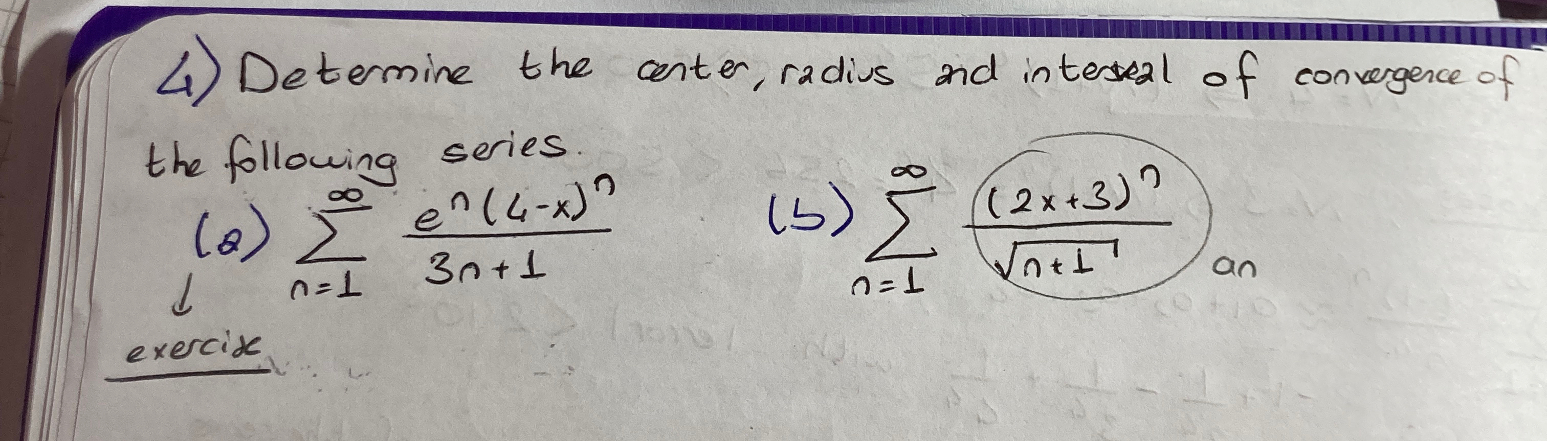 Solved Determine the center, radius and intersal of | Chegg.com