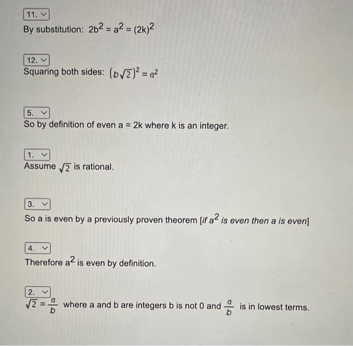 Solved The following represent statements to prove 2 is | Chegg.com