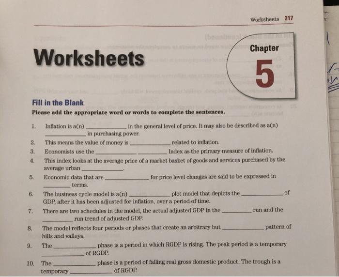 Solved Worksheets 217 Chapter Worksheets 5 Fill in the Blank | Chegg.com