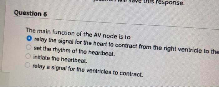 Solved The main function of the AV node is to relay the | Chegg.com