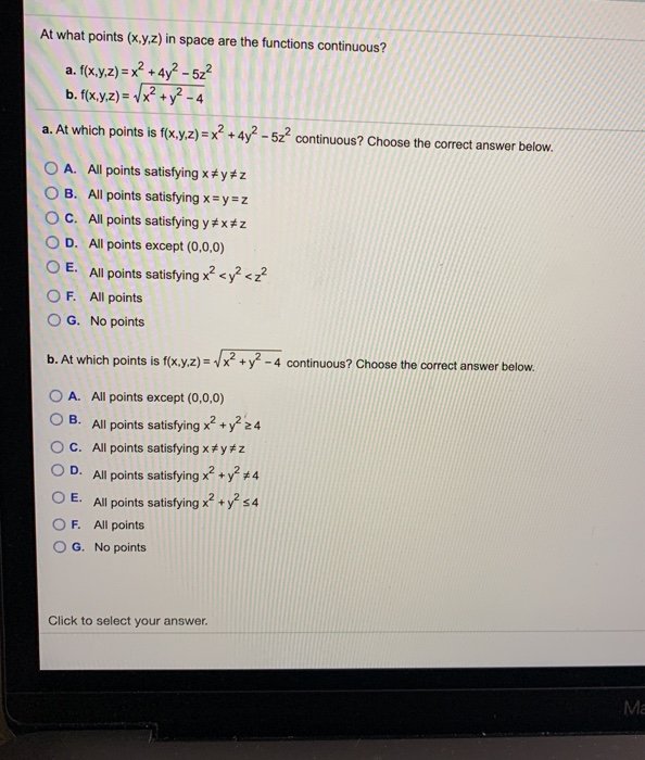 Solved At what points (x,y,z) in space are the functions | Chegg.com