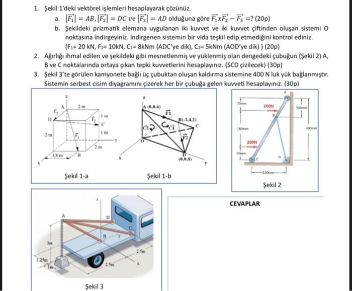 1. Şekil 1'deki vektörel işlemleri hesaplayarak | Chegg.com