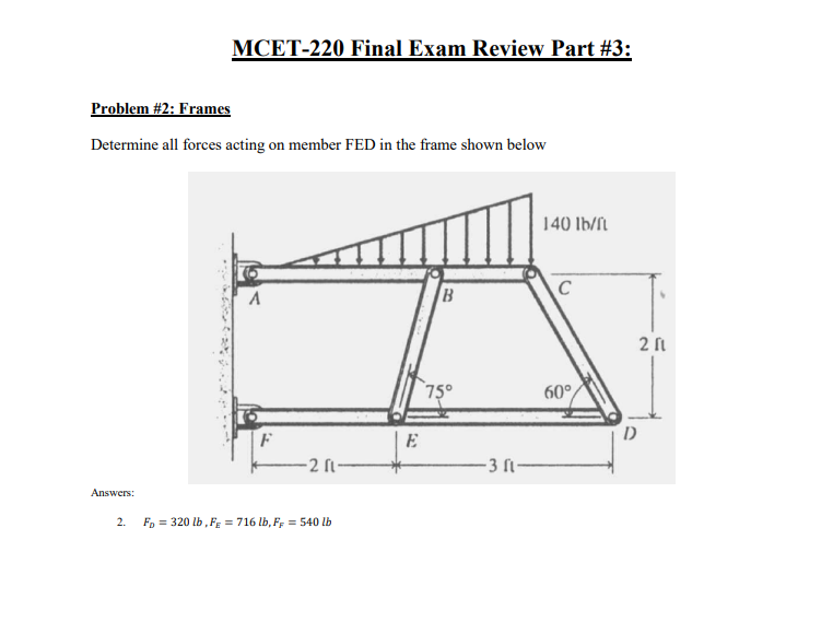 Solved MCET-220 ﻿Final Exam Review Part #3:Problem #2: | Chegg.com