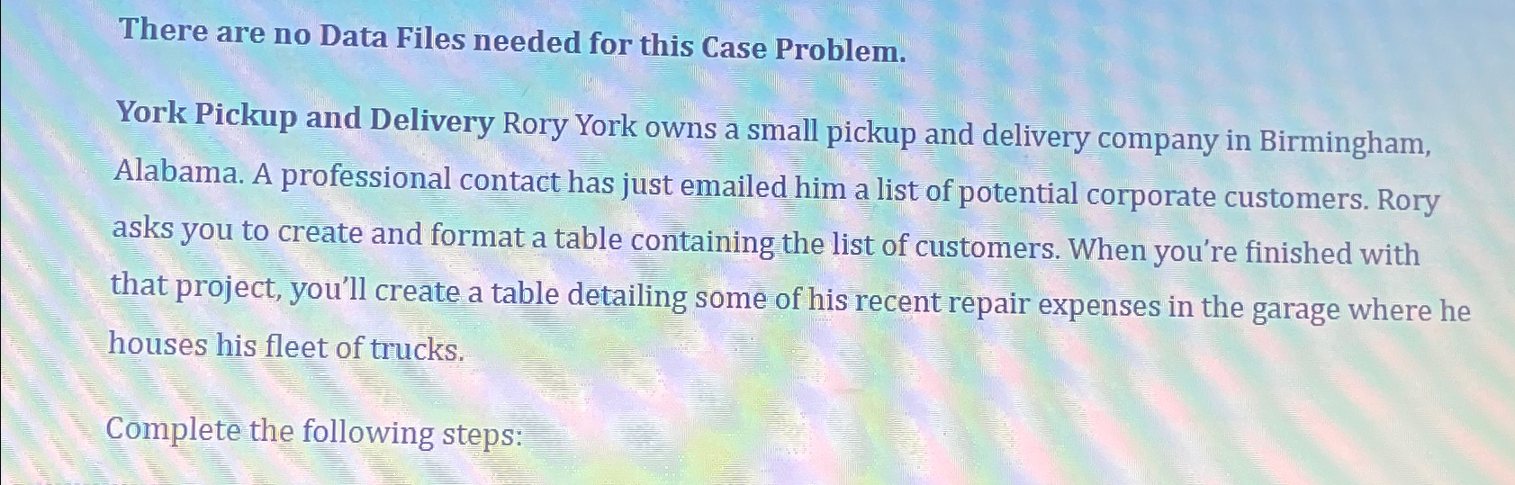 Solved There are no Data Files needed for this Case | Chegg.com