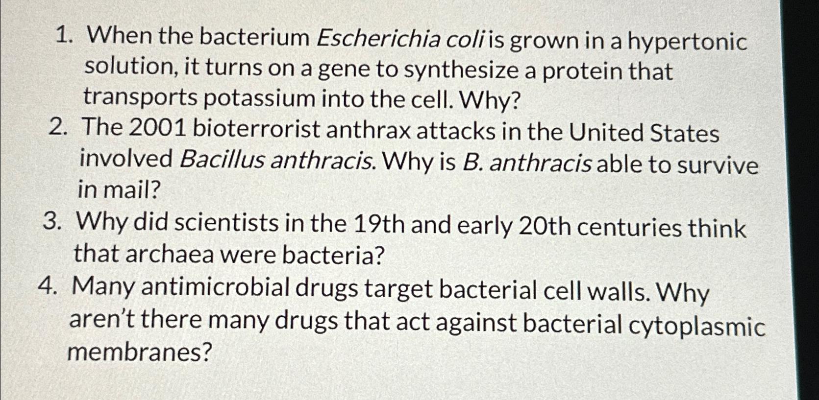 Solved When the bacterium Escherichia coli is grown in a | Chegg.com