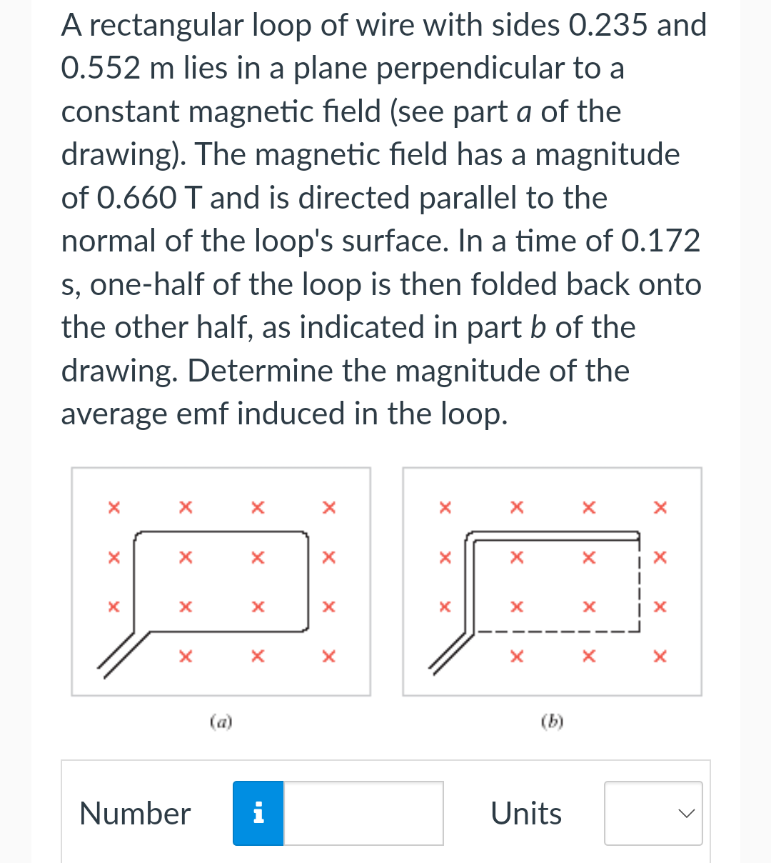 Solved A rectangular loop of wire with sides 0.235 and 0.552 | Chegg.com