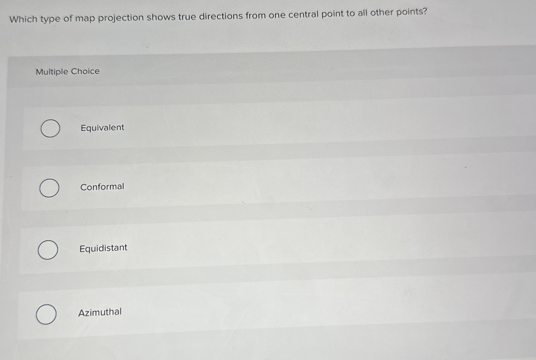 Which type of map projection shows true directions | Chegg.com