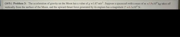 Solved (14\%) Problem 3: The acceleration of gravity on the | Chegg.com