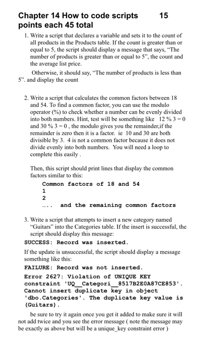 Solved Chapter 14 How to code scripts 15 points each 45 | Chegg.com