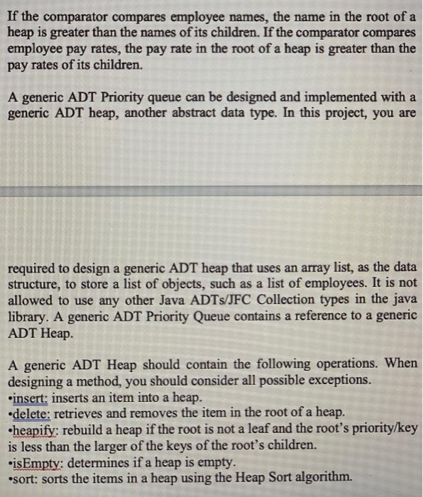 Project Description: Design a generic ADT Priority | Chegg.com