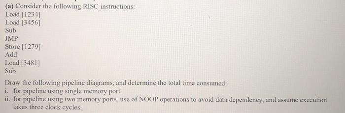 Solved (a) Consider the following RISC instructions: Load | Chegg.com