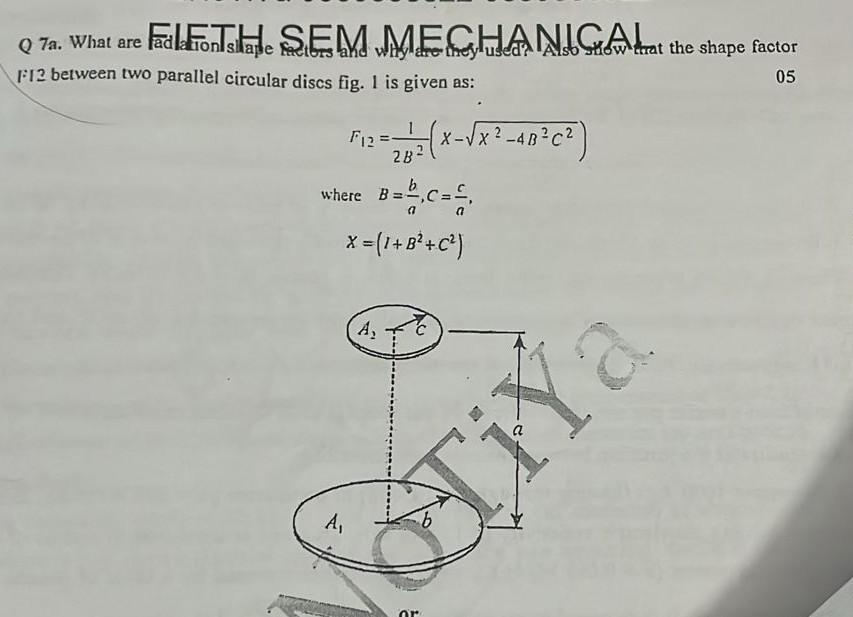 Solved FI2 between two parallel circular discs fig. 1 is | Chegg.com