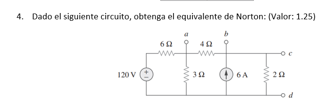 Solved Dado el siguiente circuito, obtenga el equivalente de | Chegg.com