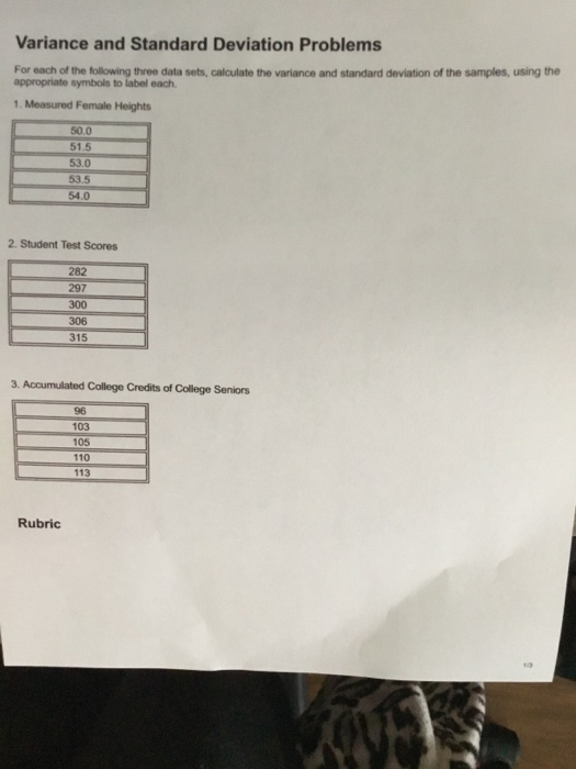 Solved Variance and Standard Deviation Problems For each of | Chegg.com