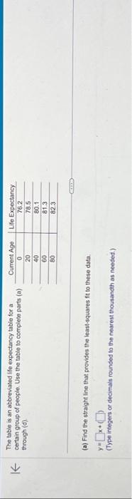 Solved The table is an abbreviated life expectancy table for | Chegg.com