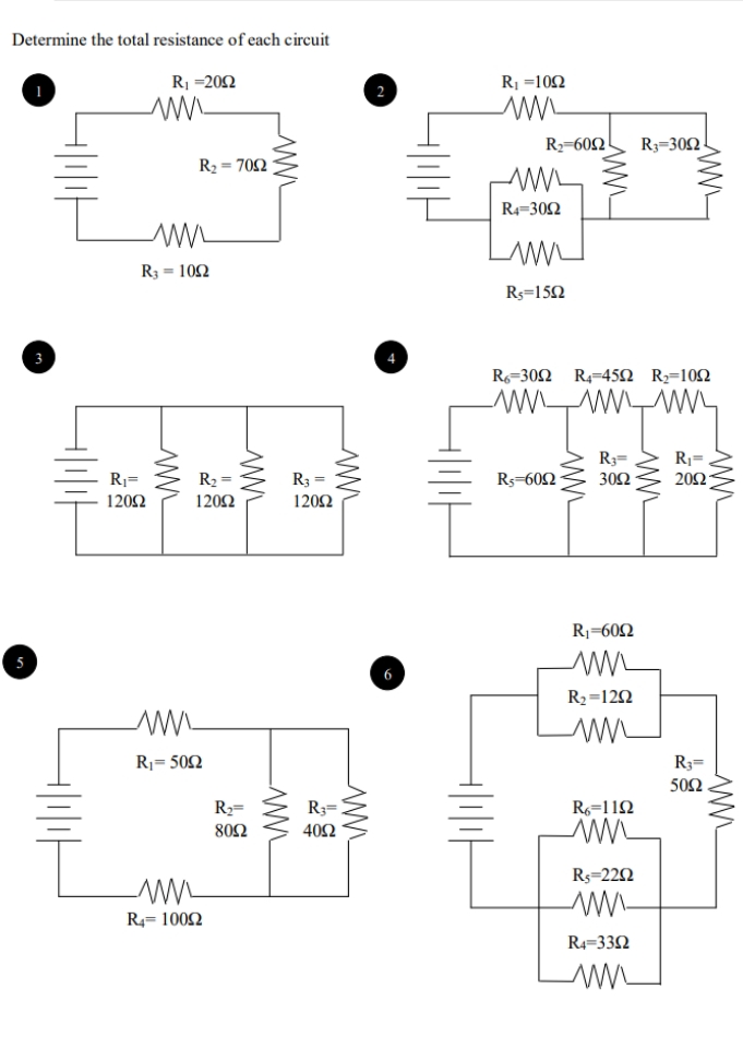 Determine the total resistance of each circuit3456 | Chegg.com
