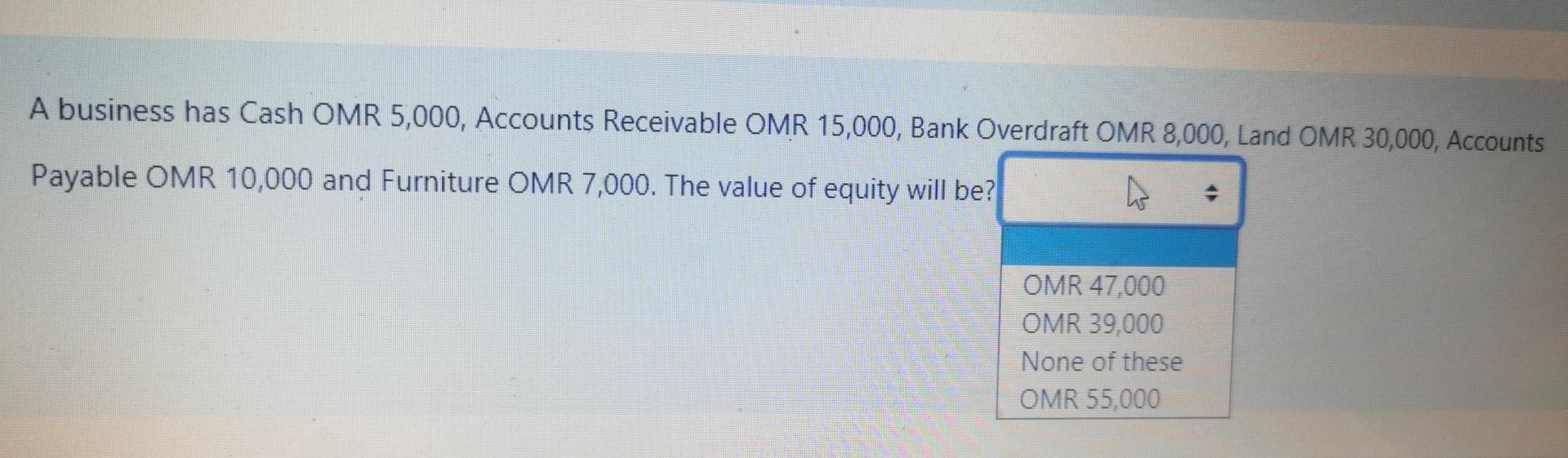 Solved A business has Cash OMR 5,000, Accounts Receivable | Chegg.com