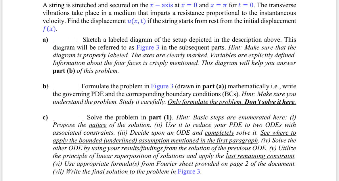 Solved A string is stretched and secured on the x - ﻿axis at | Chegg.com